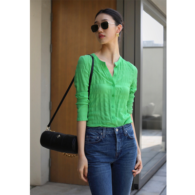 无有无印时髦通勤长袖绿色