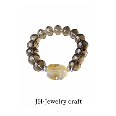 Jonny.“夜空中的暖星”独创设计的茶晶黄水晶随形高端定制手串