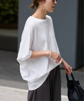 FRamework 80s supima长绒棉纱双面布 宽松蝙蝠微茧形 绝妙半袖衫