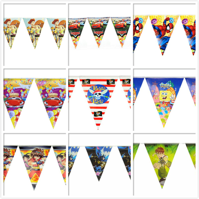 促销太空宇航员汽车小火车可爱满月生日男孩主题派对吊饰串旗帜