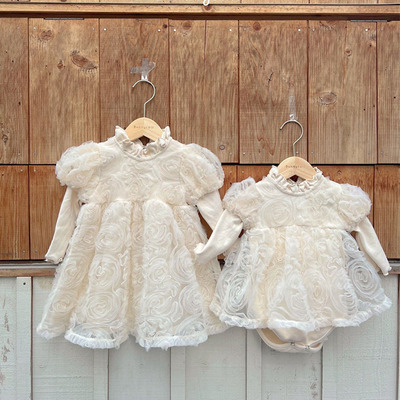 网纱花朵哈衣裙韩版公主春秋