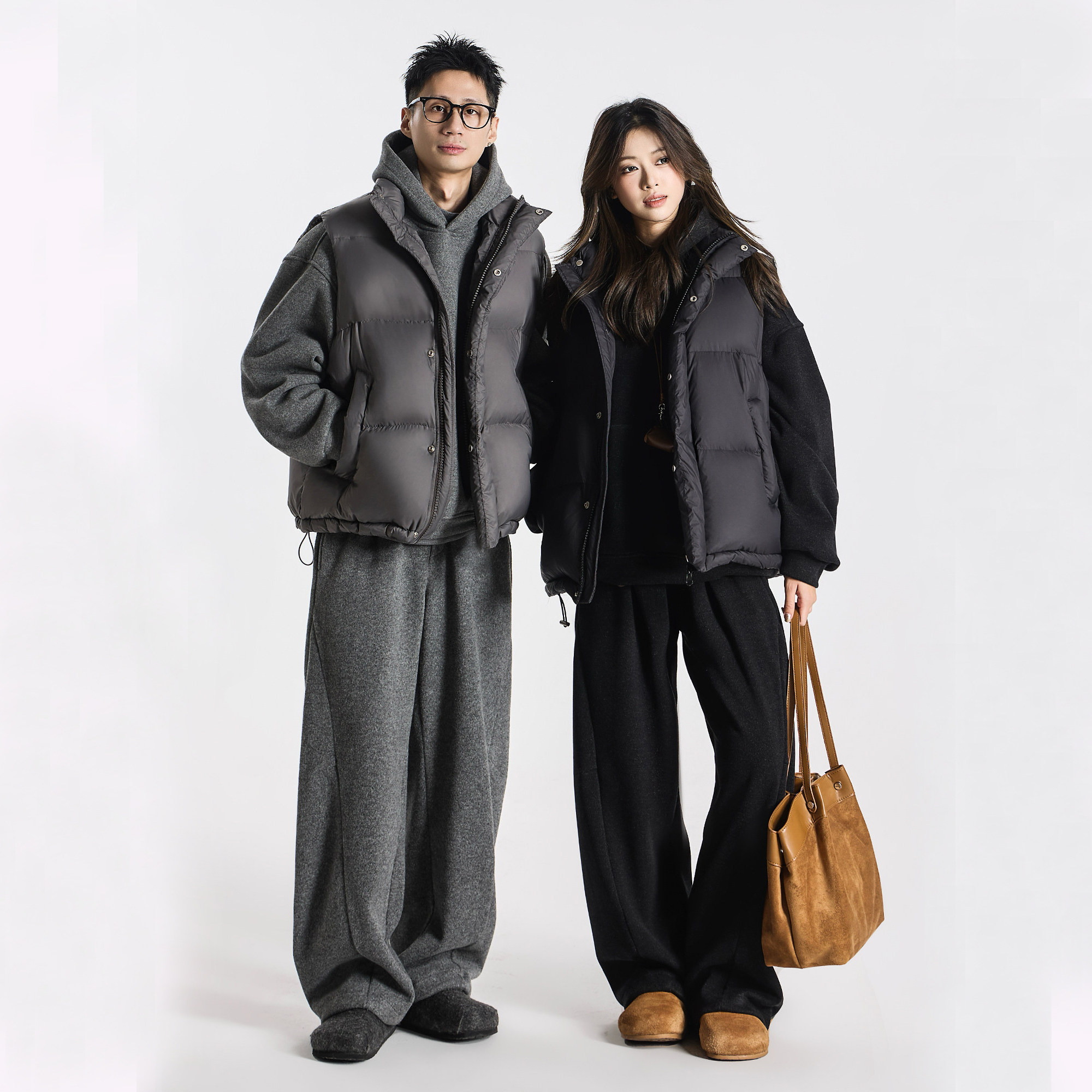 情侣马甲2026年男女款宽松休闲羽绒服九成品衣皮翻新加厚定制加工