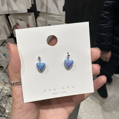 4325韩国东大门nyunyu人鱼姬立体爱心甜美百搭小众耳环