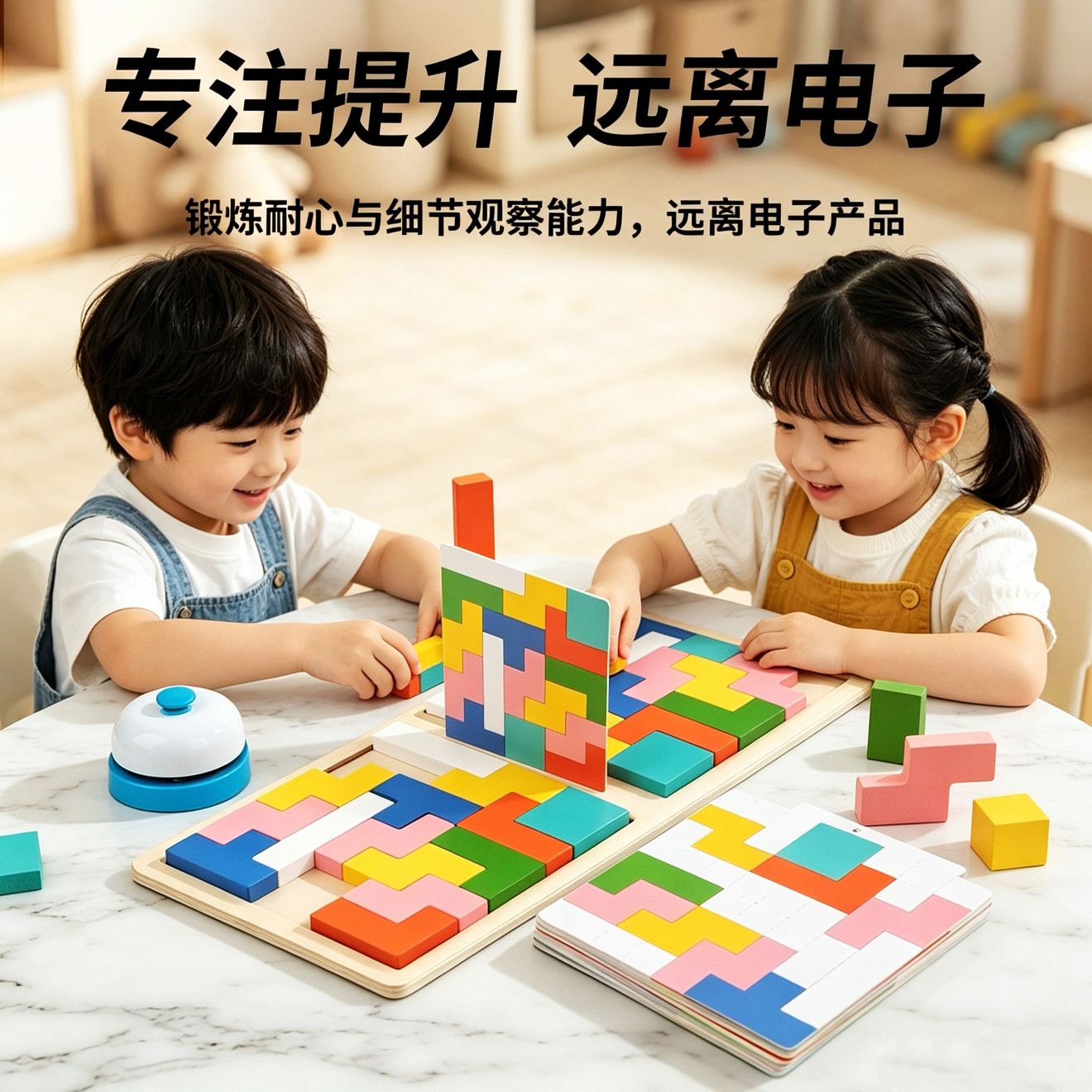 儿童早教益智亲子对战俄罗斯方块玩具积木拼图逻辑思维专注力训练