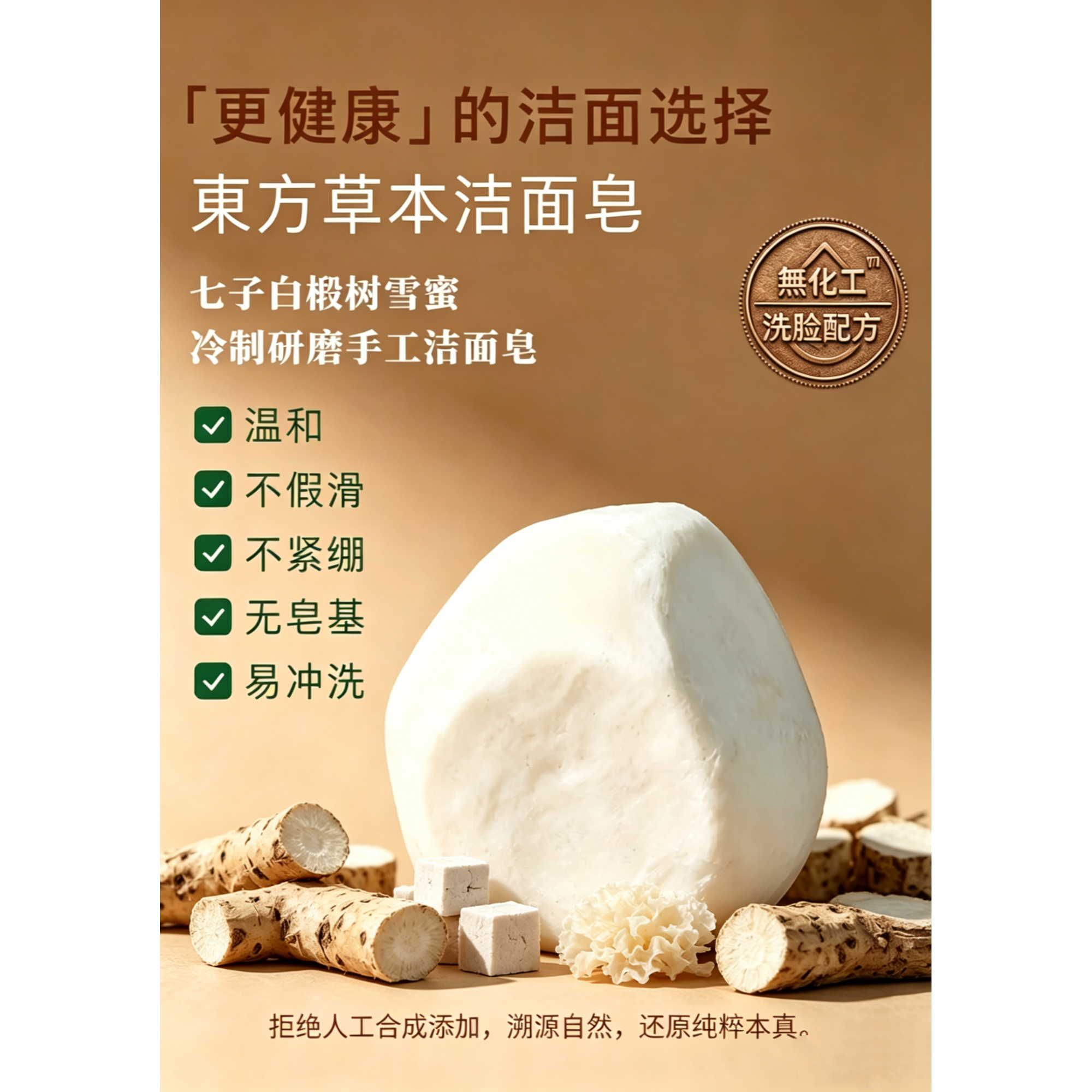 七子白·椴树雪蜜 冷制研磨手工洁面皂