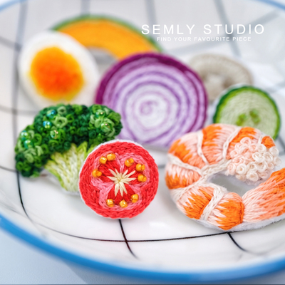SEMLY刺绣材料包DMC绝美蔬菜胸针
