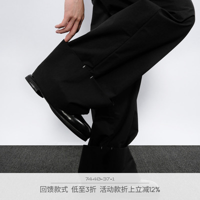 7440371大翻边硬感直筒工装裤