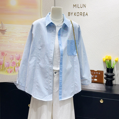 100%棉简单干净高级感牛仔衬衫