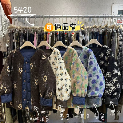慵懒休闲两面穿仿羊羔绒棉服外套