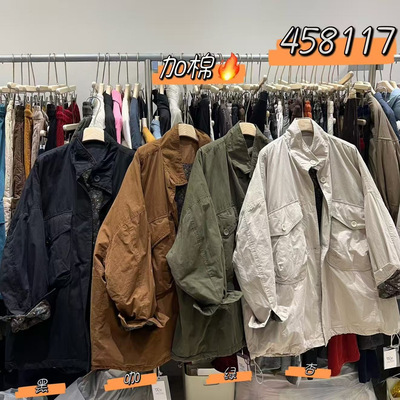 慵懒松弛风立领加棉长款工装外套