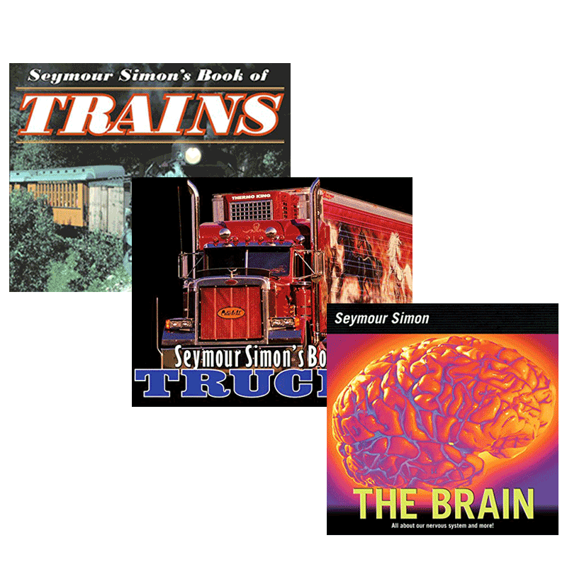 儿童英文原版科普读物 Seymour simon 科学博物馆3本The Brain/Trucks/Trains 西摩西蒙 畅销百科彩色系列绘本课外阅读书籍