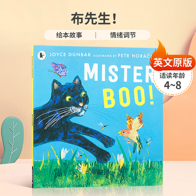 英文原版绘本进口Mister Boo! 布先生！ 爱玩的猫的故事 绘本故事 情绪调节 Walker平装动物故事 捷克绘本大师4-8岁Petr Horacek
