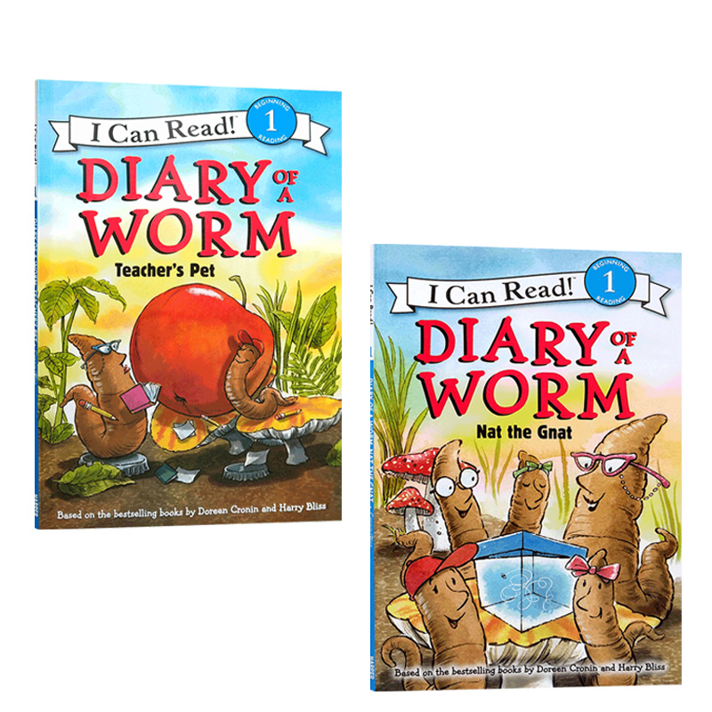 I Can Read系列1级英文原版Diary of a Worm蚯蚓日记Teacher's Pet/Nat the Gnat 2册 ...