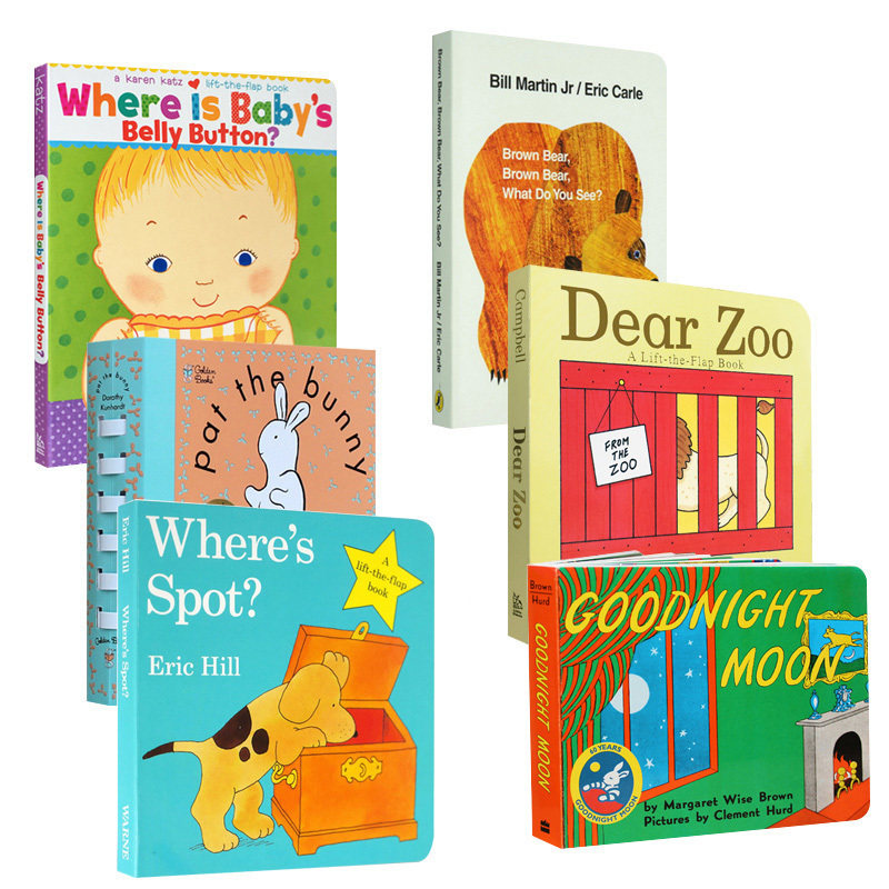 【送音频】6册启蒙纸板书 Dear Zoo亲爱动物园/pat the bunny/brown bear what do you see棕熊 ...