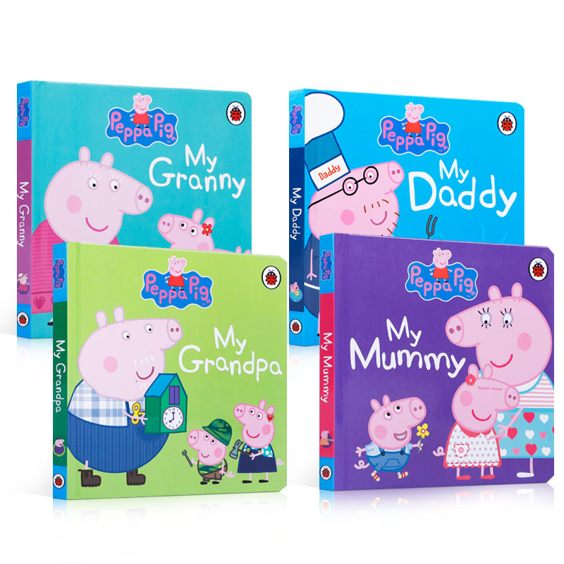 英文原版 Peppa's Family我爱我家人【4册】纸板书Peppa Pig my Daddy Mummy Granny Grandpa ...