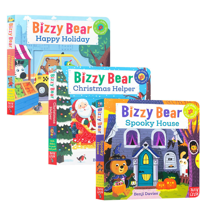 【送音频】Bizzy Bear忙碌的小熊很忙3册绘本Happy Holiday/Christmas Helper/Spooky House英文 ...
