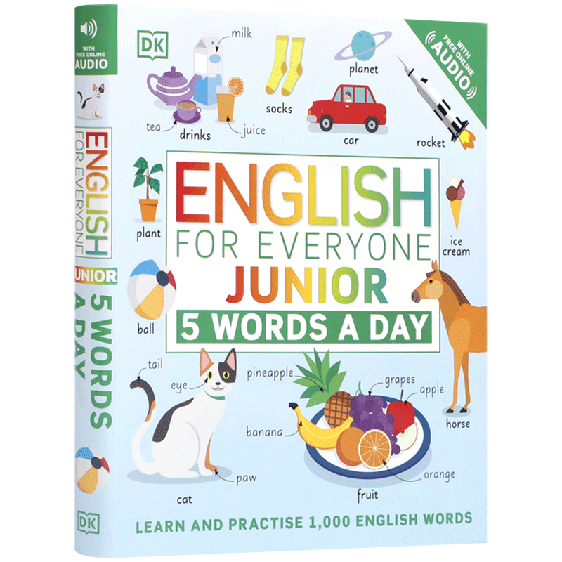 英文原版进口DK人人学英语：每天5个单词English for Everyone Junior: 5 Words a Day 儿童课外教辅练习册 提高英语阅读水平