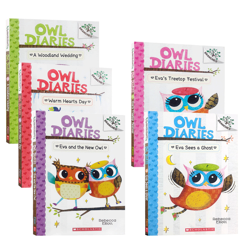送音频猫头鹰日记5册英文原版进口Owl Diaries套装桥梁章节书Scholastic Branches学乐大树系列儿童英语学习书读物彩绘画 ...