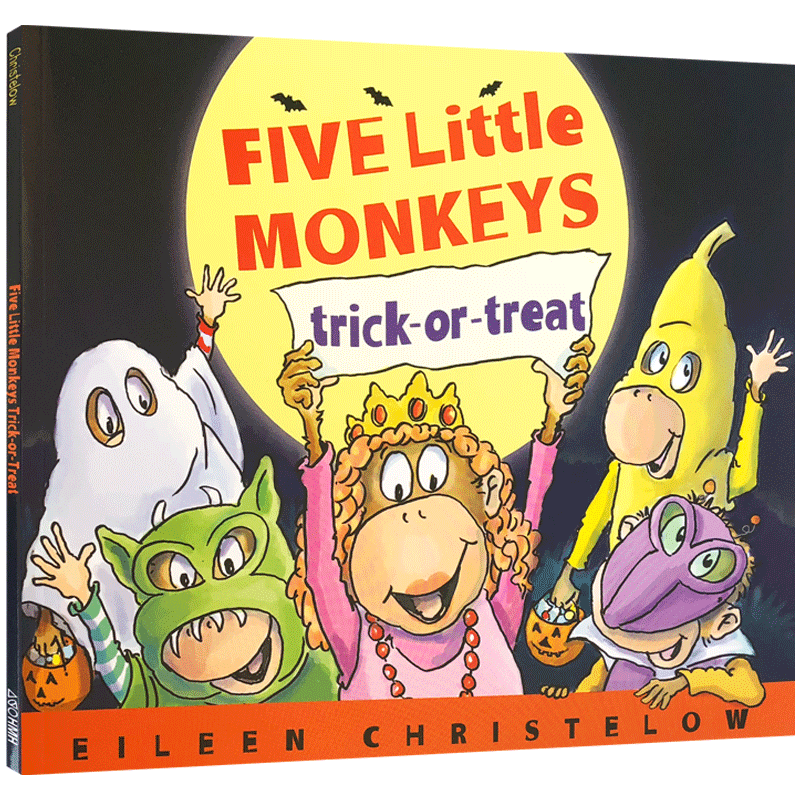 送音频英文原版 Five Little Monkeys Trick-Or-Treat 五只小猴不给糖就捣蛋 廖彩杏书单儿童绘本图画故事书