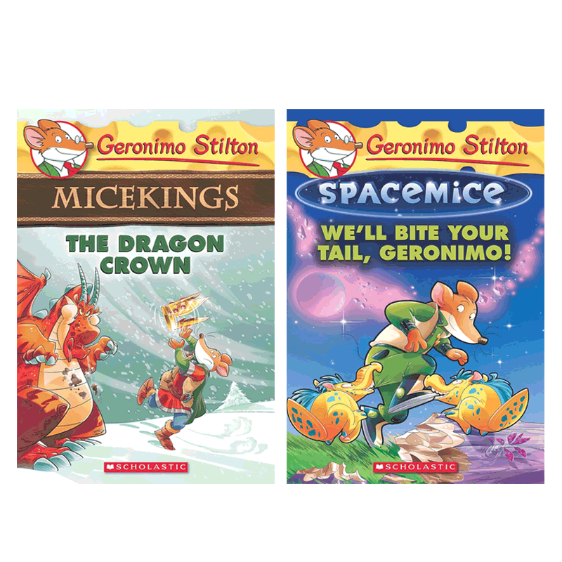 英文原版 GERONIMO STILTON SPACEMICE  老鼠记者太空 系列2本 7-12儿童科幻冒险青少年章节桥梁学生课外阅读全彩漫画书7-12岁