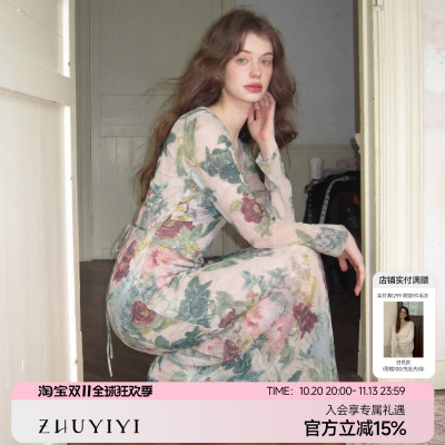 春季高级感碎花收腰显瘦连衣裙