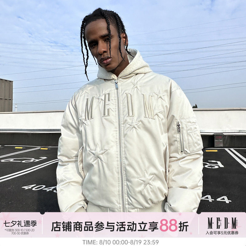 MEDM BLACK黑线超高充绒量星星尼龙MA1保暖鸭绒羽绒服休闲外套潮