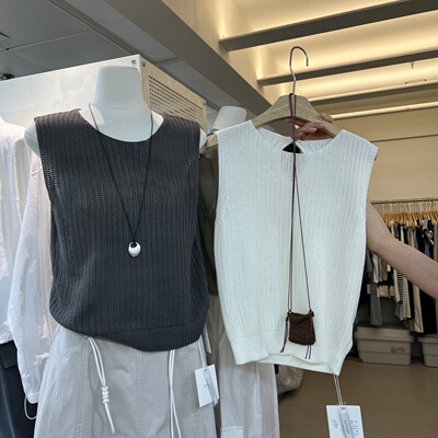 WEARELAB11900简约韩系麻感针织背心上衣女