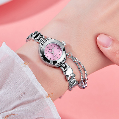 小表盘桃心吊坠唯美心意学生女表