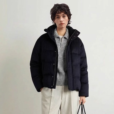 BNF 羊毛科技面料防风雨落肩廓形短款鹅绒羽绒服