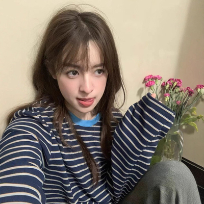 撞色条纹长袖显瘦百搭宽松T恤