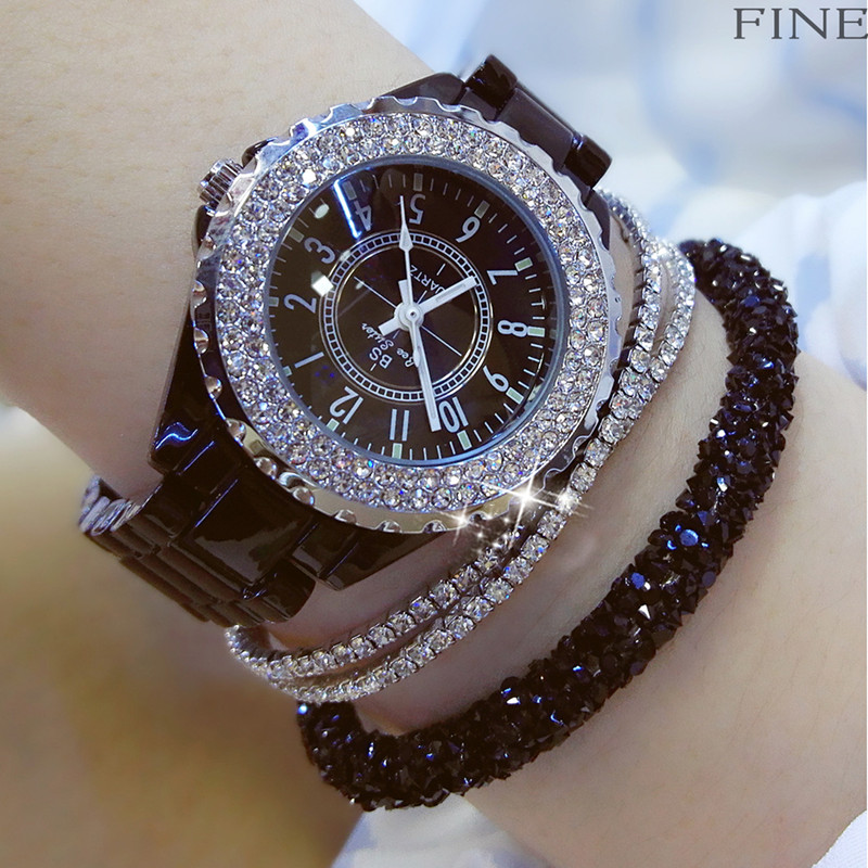 香港新款BS正品满钻镶钻小香陶瓷刻度时尚女表水钻石英手表美单表_虎窝淘