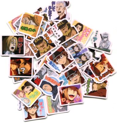 工作细胞02 自制手帐手机电脑相册防水diy贴纸 40枚 Z 1489