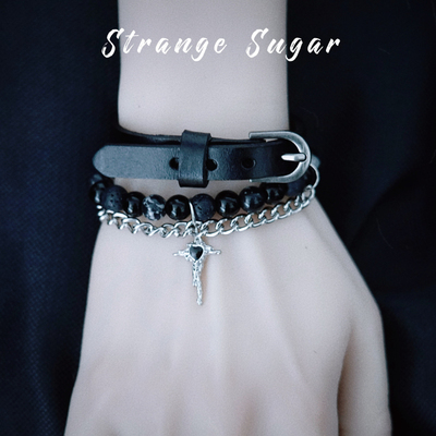 怪糖饰物集原创串珠手链仿皮手环