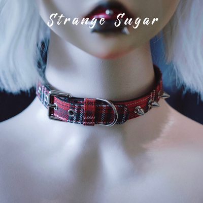 怪糖饰物集原创铆钉红格choker
