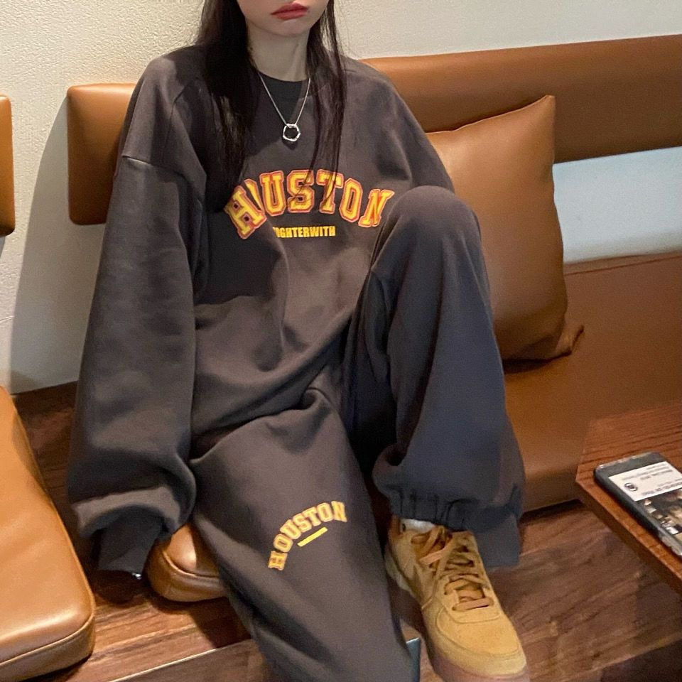 网红休闲时尚运动套装女2025秋冬新款宽松洋气卫衣长裤两件套
