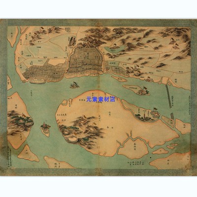 1884年广州省城海防图高清电子版老地图素材JPG图片格式