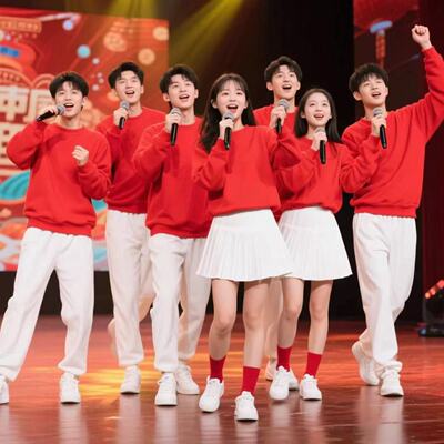 年会喜庆舞蹈表演服中大学生团体合唱朗诵比赛服儿童啦啦操演出服