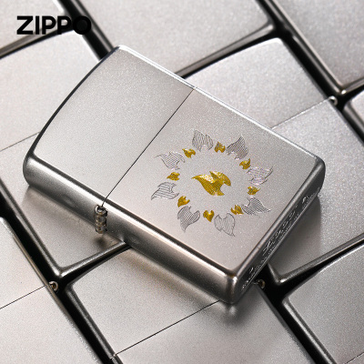美版zippo打火机磨砂金银火圈子