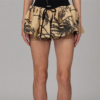 【LACERTA/莱瑟塔 设计师品牌】25春夏新品刺绣老钱风蓬蓬短裙