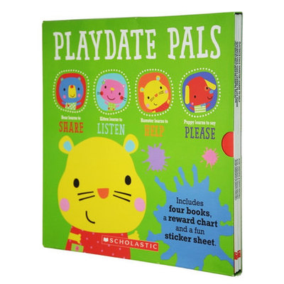 现货 英文原版书 Playdate Pals Behaviours 游戏伙伴 儿童行为启蒙绘本附4册贴纸 计划表 Scholastic