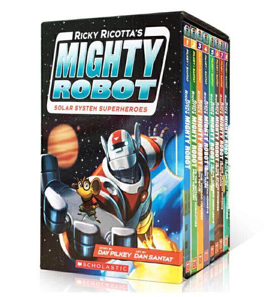 现货威猛机器人8本全套英文原版 Ricky Ricotta's Mighty Robot: Solar System Superheroes ...