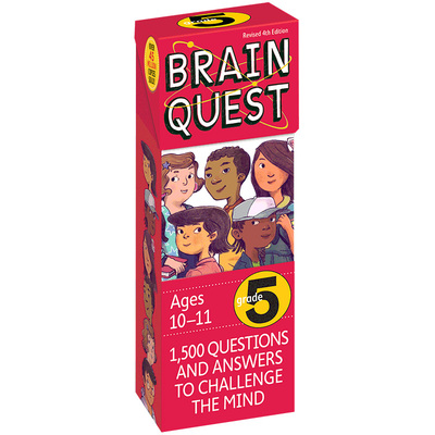 现货 大脑任务 五年级 10-11岁 卡片书 新版 第四版 英文原版 Brain Quest Grade 5 认知智力开发卡片书 美国学前全科练习获奖系列