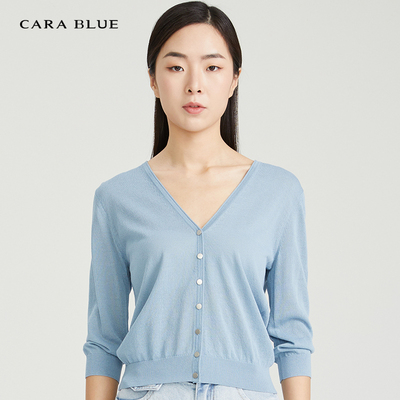 气质修身简约V领设计针织衫