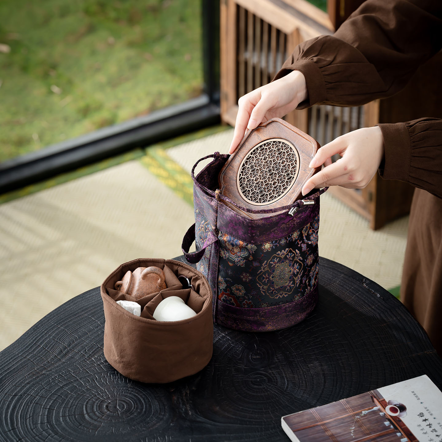 户外旅行茶具收纳包袋家用快客杯便携一壶四杯大号茶壶收纳盒包袋