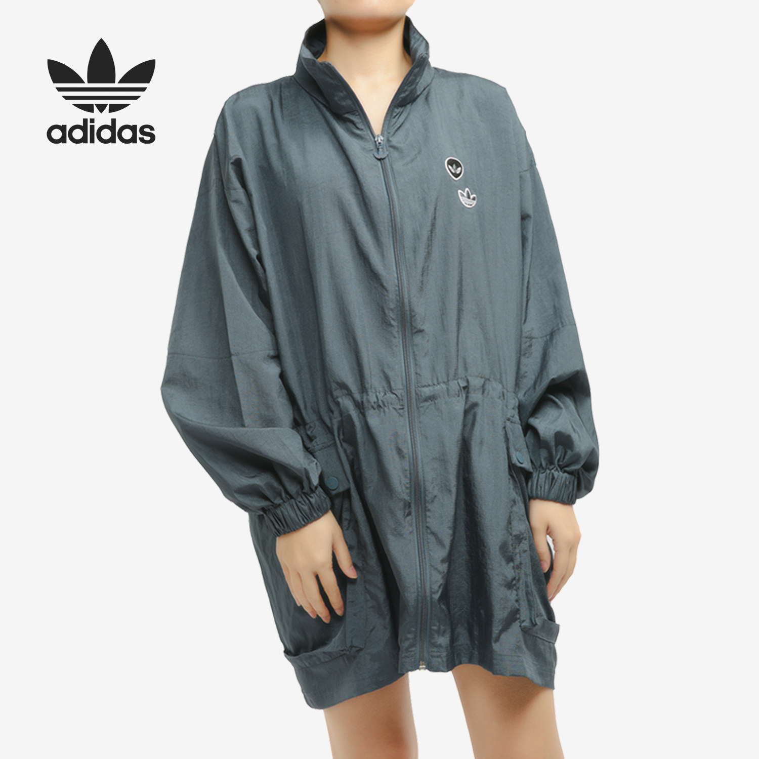Adidas/阿迪达斯正品三叶草女子宽松立领风衣夹克外套 FU3777