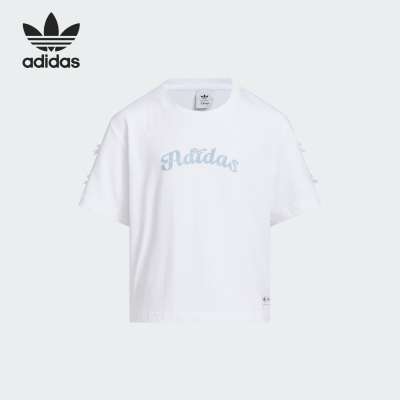 Adidas/阿迪达斯正品三叶草儿童宽松图案日常针织短袖KG6625