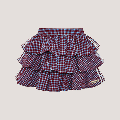 Adidas/阿迪达斯正品三叶草女士运动时尚潮流格子复古短裙KU9399