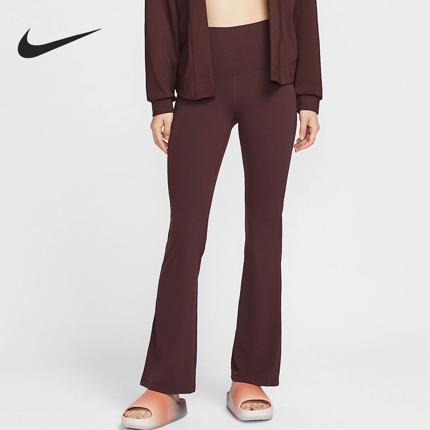 Nike/耐克正品Zenvy女士口袋高腰紧身喇叭瑜伽运动长裤FV7922-652