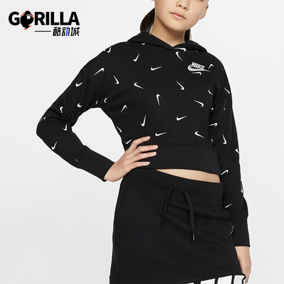 耐克大童休闲满印LOGO连帽卫衣