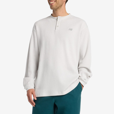 New Balance新百伦正品男纽扣圆领休闲运动长袖T恤MT51958GYM